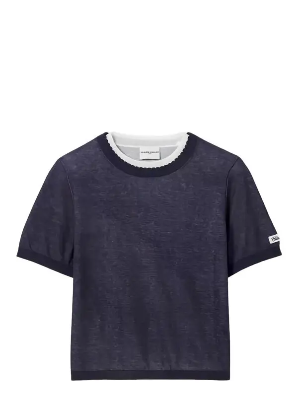 Claudie Pierlot Short-sleeve T-shirt With Scallop Trim - Yellow