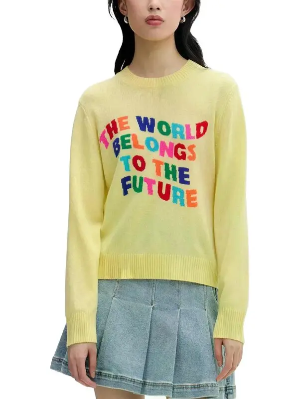 From Future Slogan Intarsia Sweater - Yellow