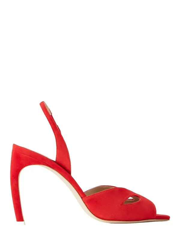 Victoria Beckham Harlow Mask Suede Slingback Sandals - Red
