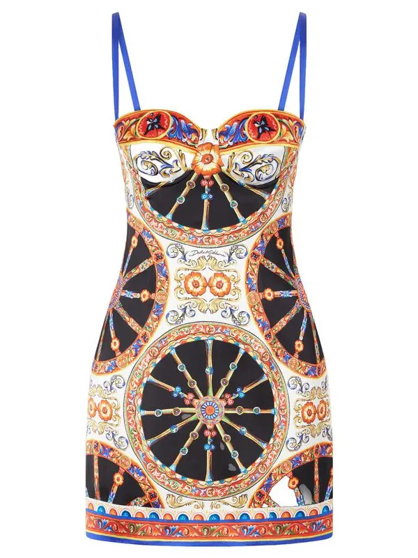 Dolce & Gabbana Carretto" Print Satin Mini Dress - Multi