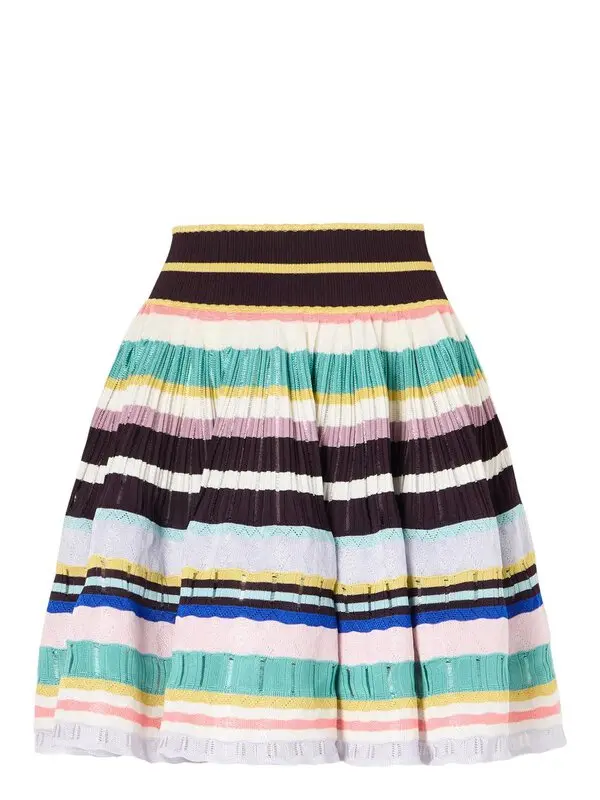 Alaïa Striped Knitted Crinoline Mini Skirt - Multi