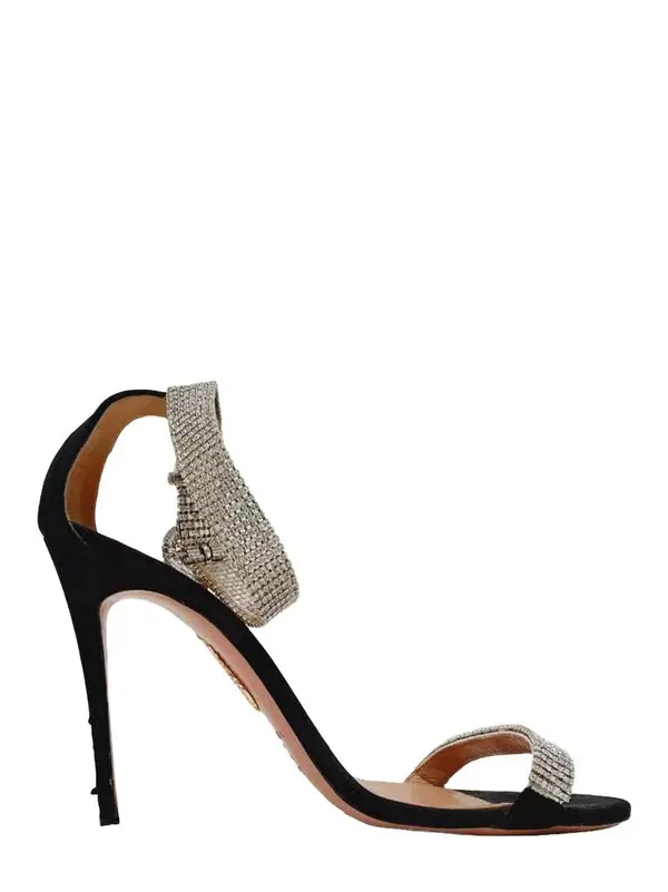 AQUAZZURA Crystal-embellished Suede Stiletto Sandals - Silver