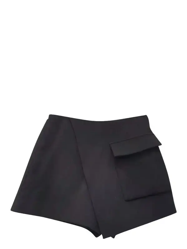 SELF-PORTRAIT 2021 Flap-pocket Crepe Skort - Black