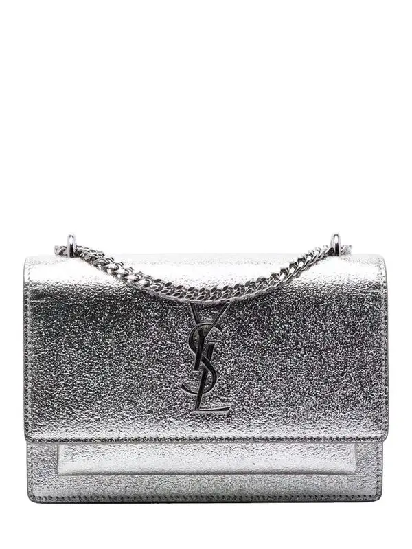Saint Laurent Mini Monogram Sunset Wallet On Chain Crossbody Bag - Silver