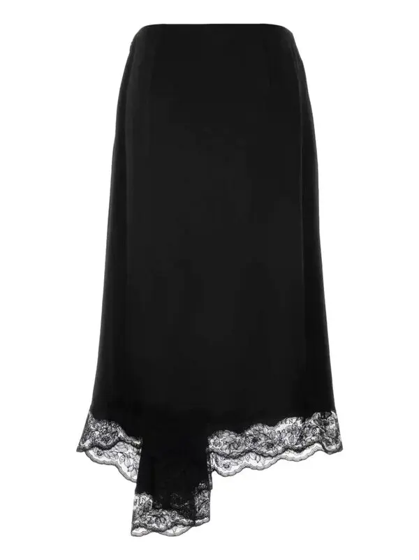 Alexander McQueen Lace-trim Asymmetric Midi Skirt - Black