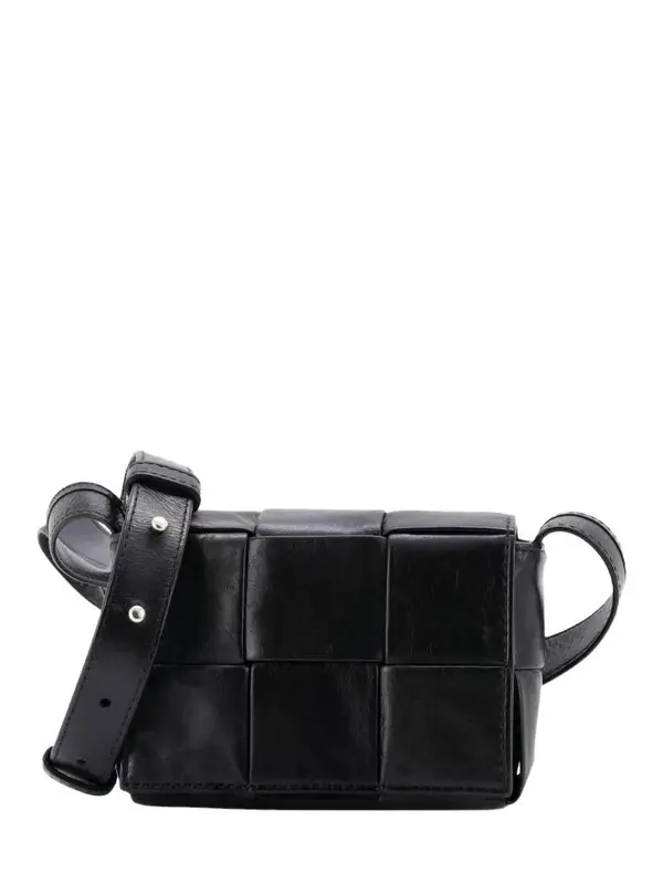 Bottega Veneta Cassette Maxi Intrecciato Leather Candy Crossbody Bag - Black