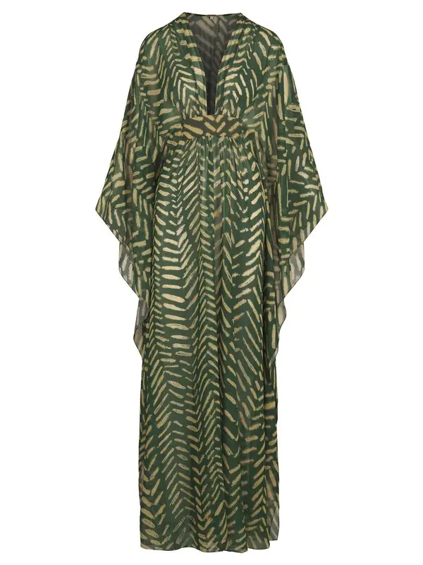 Johanna Ortiz Secret Garden" Printed Maxi Dress - Dark Green