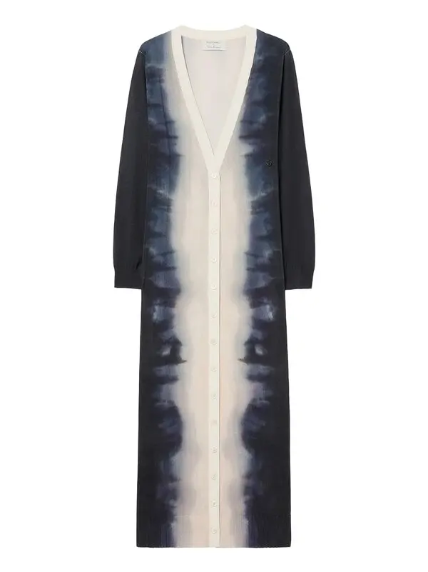 Marina Rinaldi Knitted Cardigan Midi Dress With Abstract Print - Black