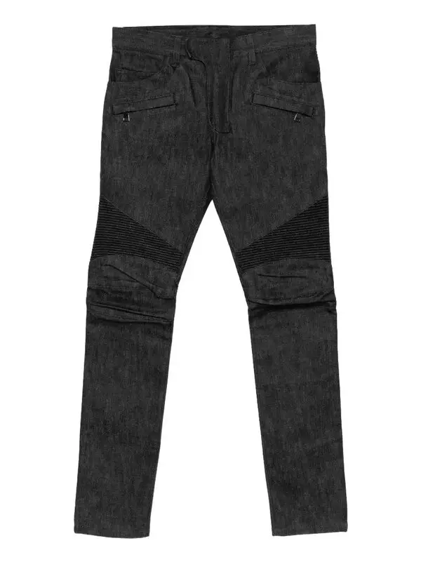 Balmain Biker Panelled Slim Fit Jeans - Black