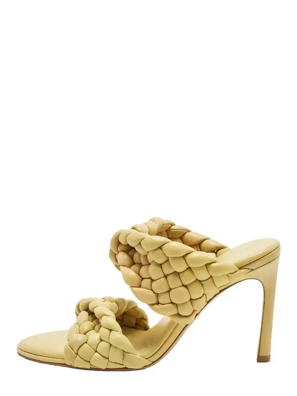 Bottega Veneta Curve Woven Leather Sandals - Yellow