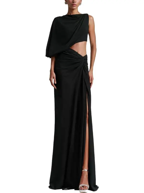 GEMY MAALOUF One-shoulder Draped Cut-out Maxi Dress - Black