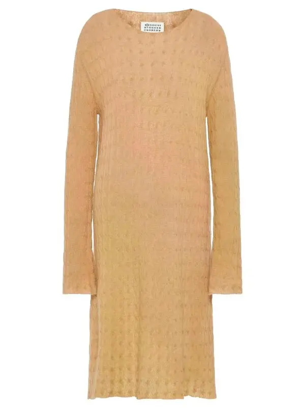 MAISON MARGIELA Cable-knit Long-sleeve Dress - Brown