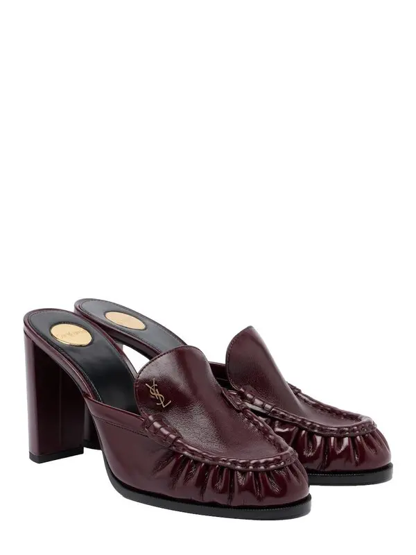 Saint Laurent Le Loafer Cassandre Leather Mules - Burgundy