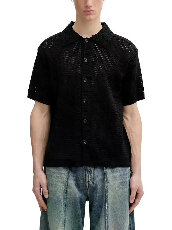 Andersson Bell Crochet-collar Mesh-knit Shirt - Black