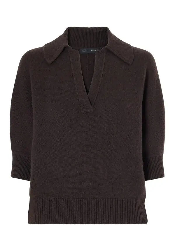 Proenza Schouler Vella Cashmere Polo Sweater - Brown