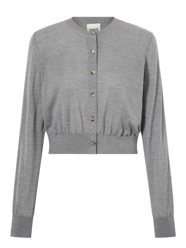 Khaite Tansy Wool And Cashmere-blend Cardigan - Gray