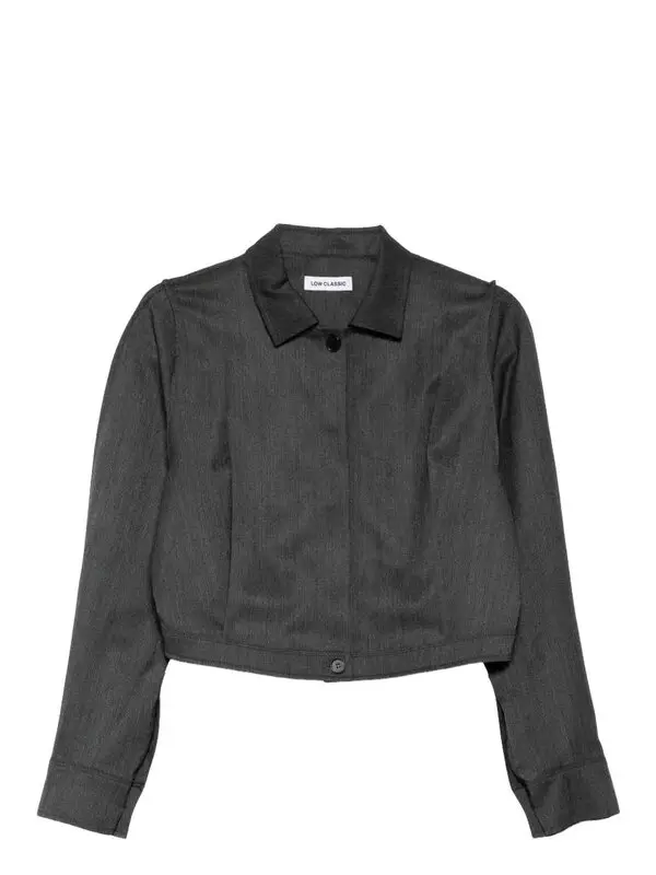 LOW CLASSIC Melange Spread Collar Shirt Jacket - Grey