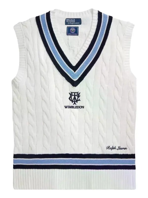 Polo Ralph Lauren Wimbledon Cable-knit Sweater Vest - White