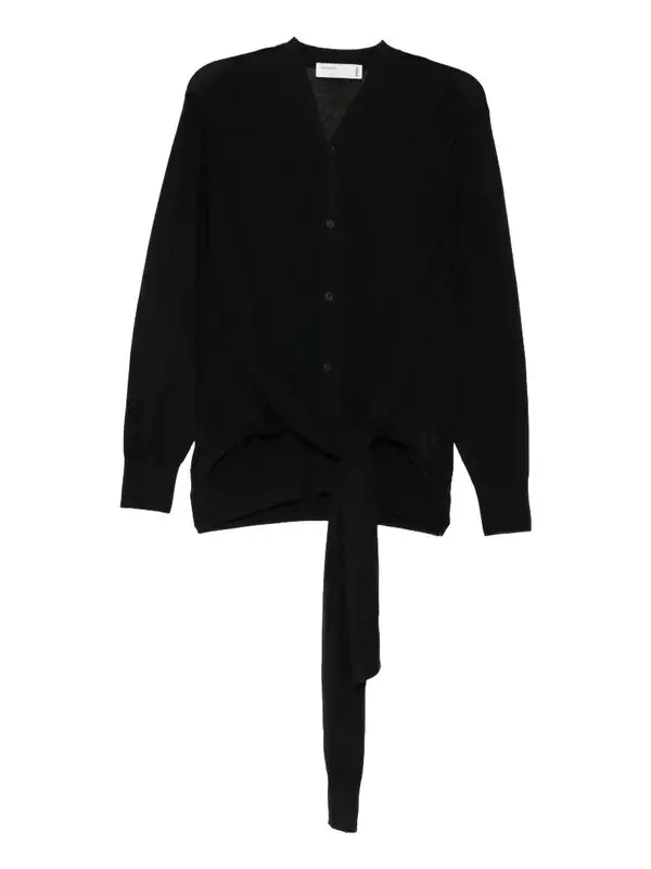 Toga High-gauge Knitted Cardigan With Front Tie Detail - Black