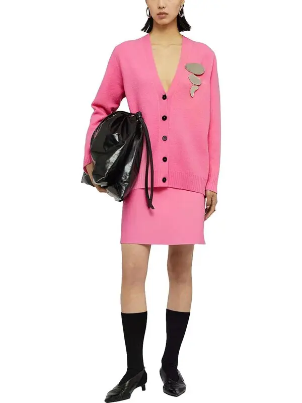 JIL SANDER V-neck Wool Cardigan - Pink