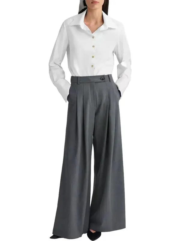 Anna Quan Luka Pleated Wide-leg Trousers - Grey
