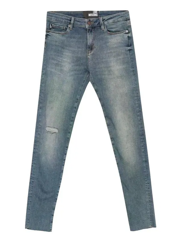 Moschino Distressed Frayed-hem Jeans - Blue