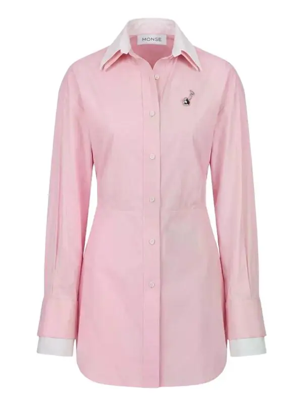 Monse Back Bunny Ear-tied Shirt Dress - Pink