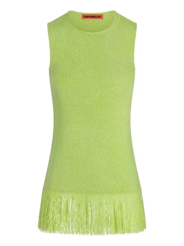SIMONMILLER Lisel Sleeveless Top With Fringe Trim - Green