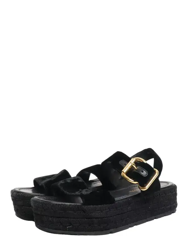 Prada Velvet Platform Sandals - Black