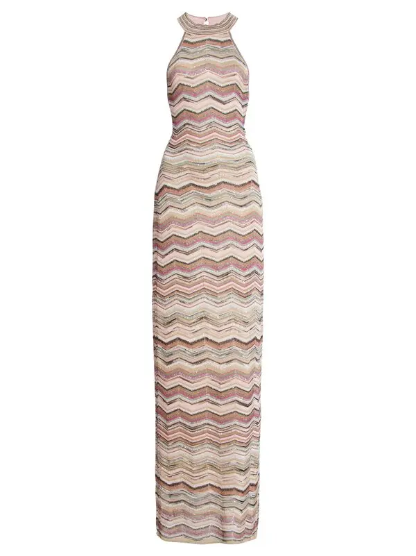 Missoni Sleeveless Zigzag Pattern Maxi Dress - Multi