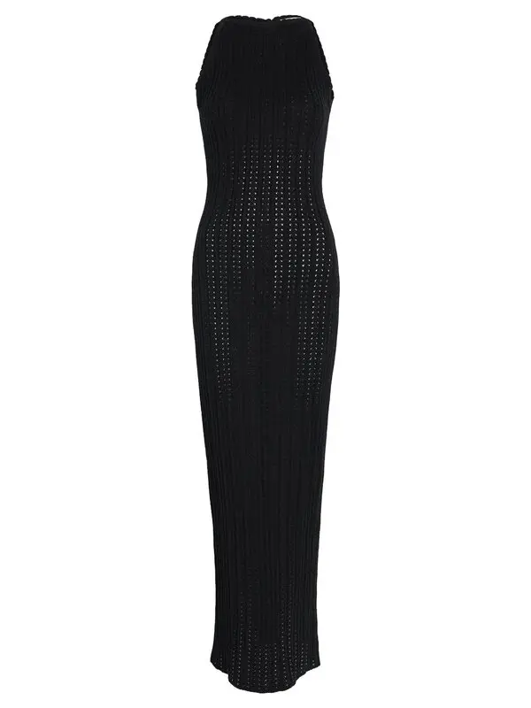 Giuliva Heritage Lola Open-knit Cotton Maxi Dress - Black