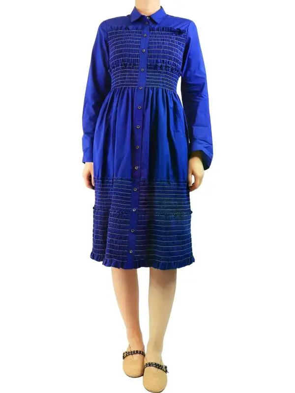 Altuzarra Shirred Midi Dress - Blue
