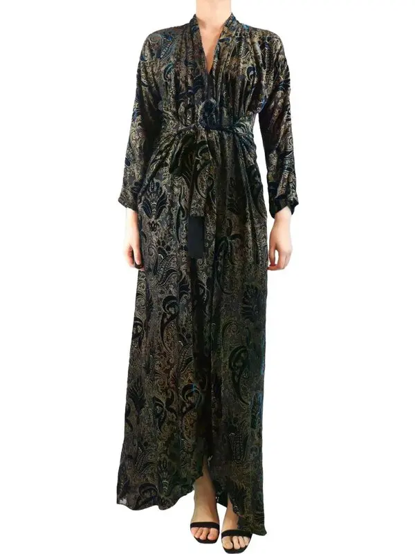 Etro Paisley-print Velour Maxi Dress - Black