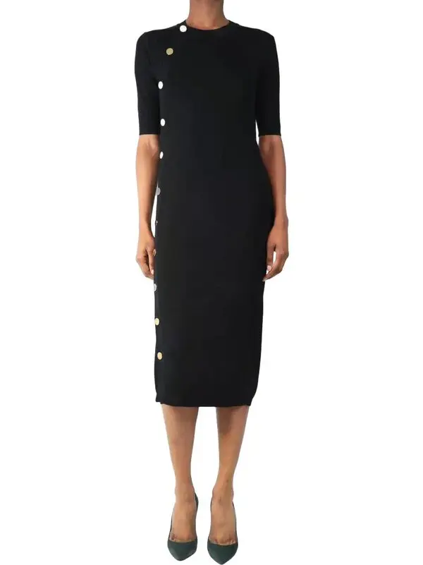 Altuzarra Button-front Rib-knit Midi Dress - Black