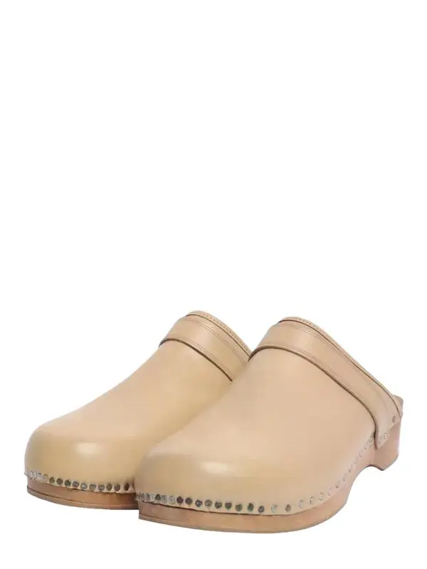 ISABEL MARANT VINTAGE Studded Leather Clogs - Neutrals