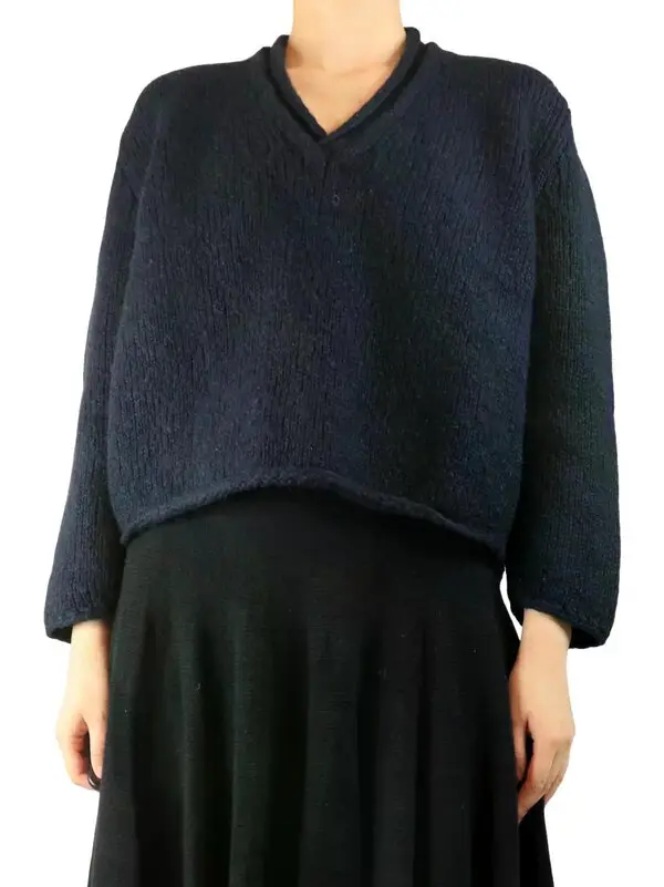 BOBOUTIC Navy Chunky Knit V-neck Sweater - Blue
