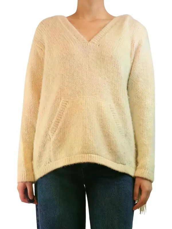 Gabriela Hearst Cream Cashmere Hoodie With Fringe Detailing - Neutrals