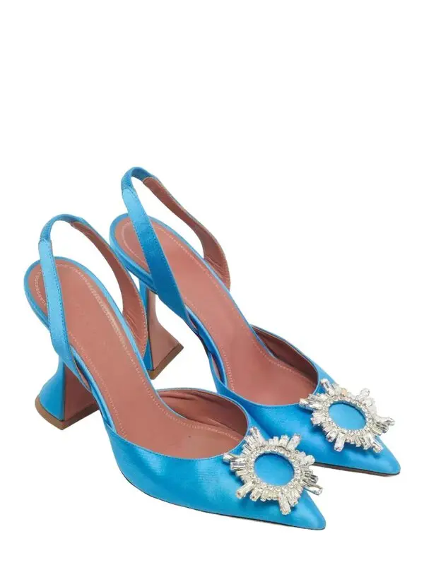 Amina Muaddi Begum Crystal-brooch Pumps - Blue