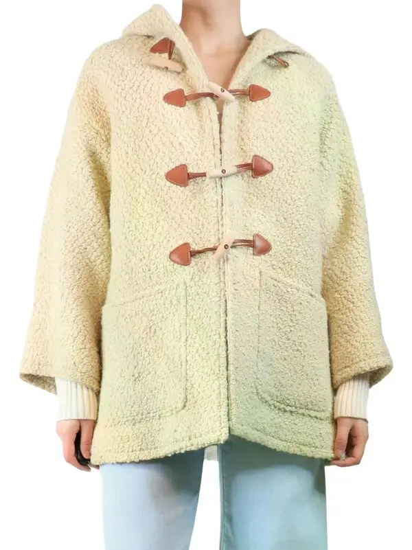 Celine Hooded Duffle Coat In Beige Boucl - Neutrals