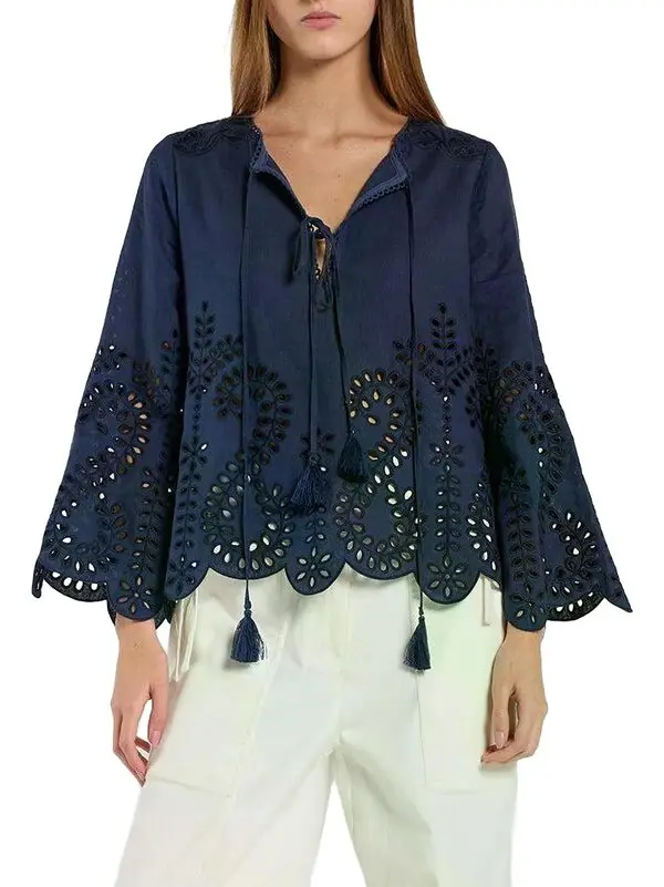 CHRISTY LYNN Kora Broderie-anglaise Blouse - Blue
