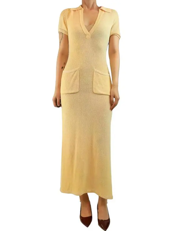 Proenza Schouler Knit-construction Short-sleeved Maxi Dress - Yellow