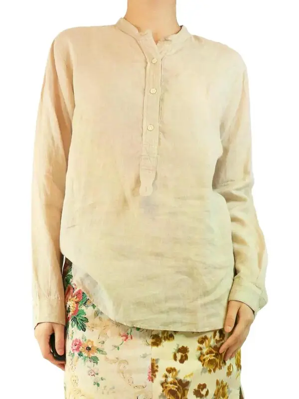 MARGARET HOWELL Linen Band Collar Shirt - Neutrals