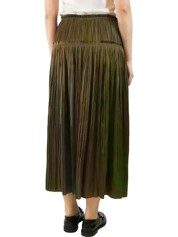 Ulla Johnson Pleated Satin Midi Skirt - Green