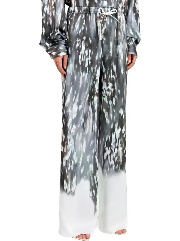 IRO PARIS Abstract-print Drawstring-waist Trousers - Grey