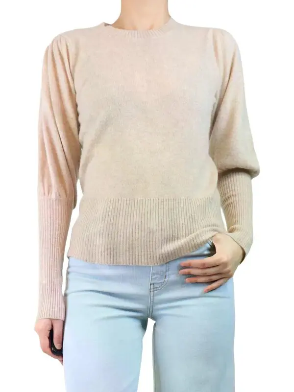 MADELEINE THOMPSON Ribbed Puff Sleeve Sweater - Neutrals