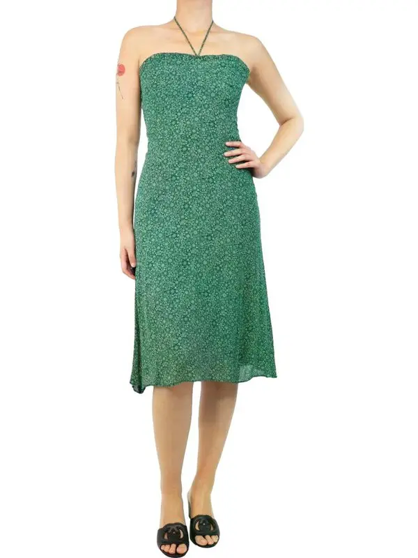 REFORMATION Floral Print Halterneck Midi Dress - Green