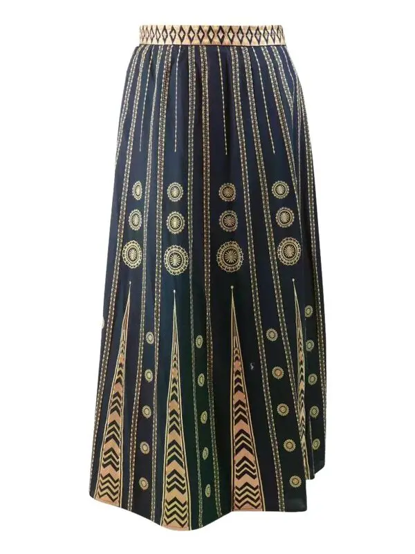 EMPORIO SIRENUSE Embroidered Maxi Skirt - Blue