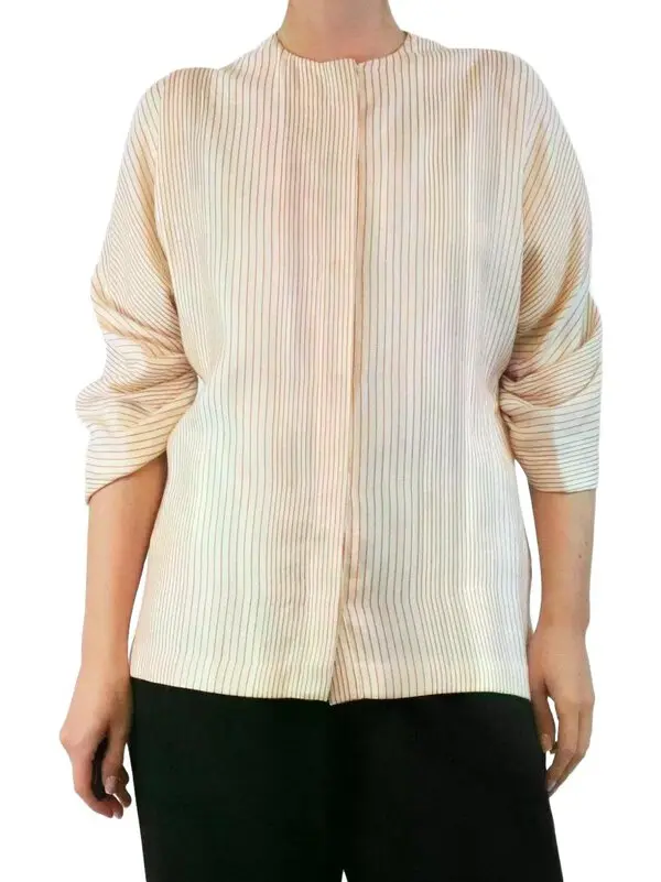 EMILIA WICKSTEAD Striped Puffed-sleeve Shirt - Neutrals