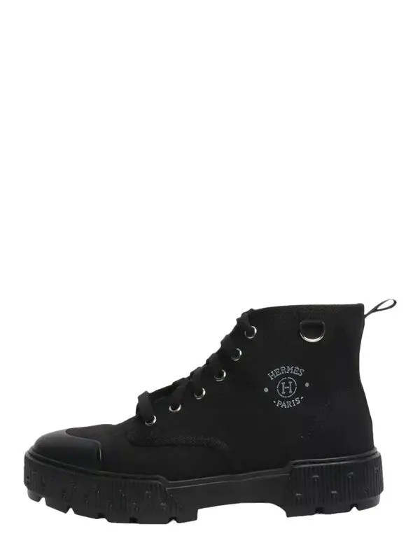 Hermès Lace-up Canvas Combat Boots - Black