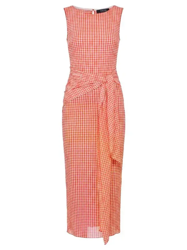 TOCCIN Wylie Boat-neck Tie-front Day Dress - Red